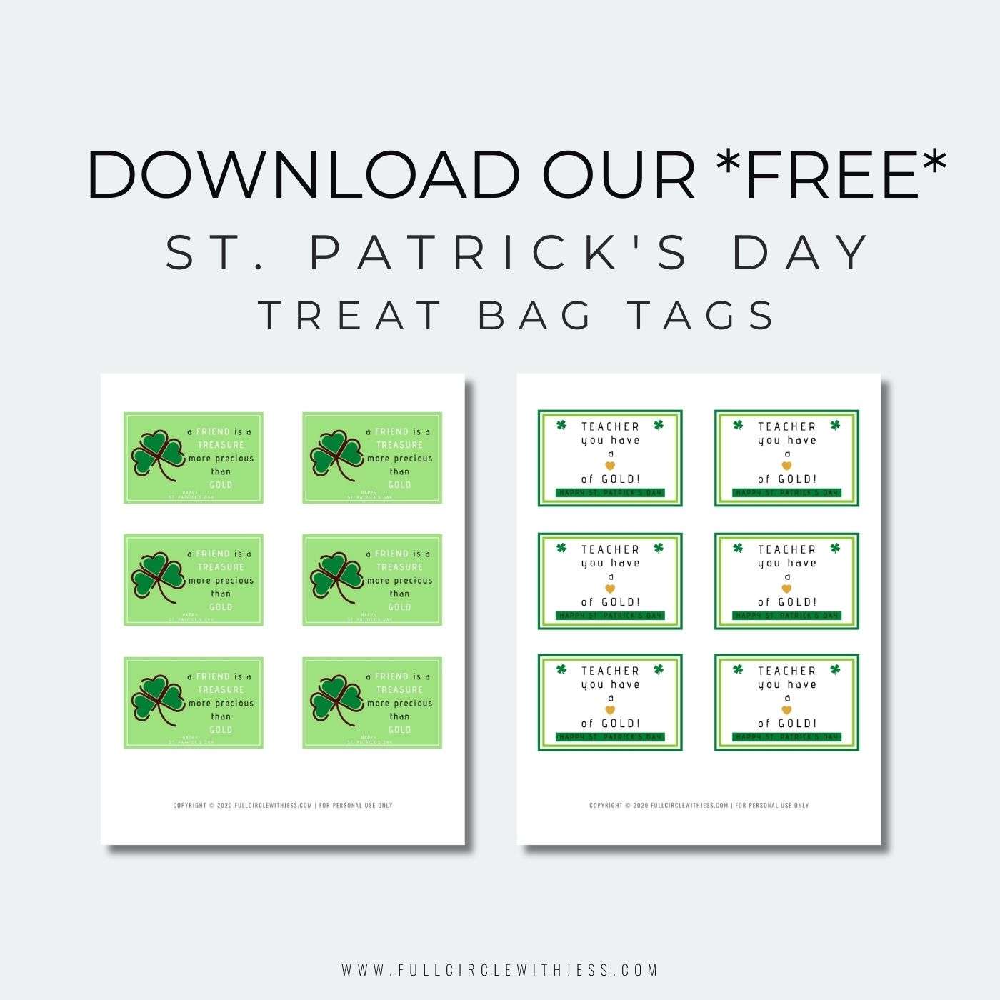 St. Patrick's Day Treat Bags | Free Printables Included