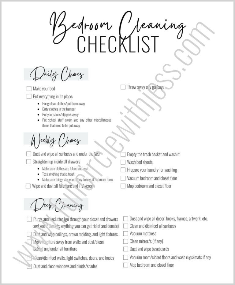 Bedroom Cleaning Checklist for Teens | Super Helpful And Easy To Follow ...